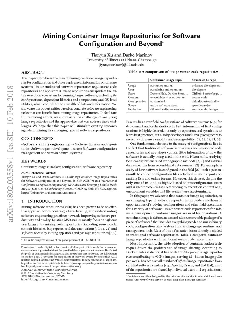 Mining Container Image Repositories for Software Configuration and ...