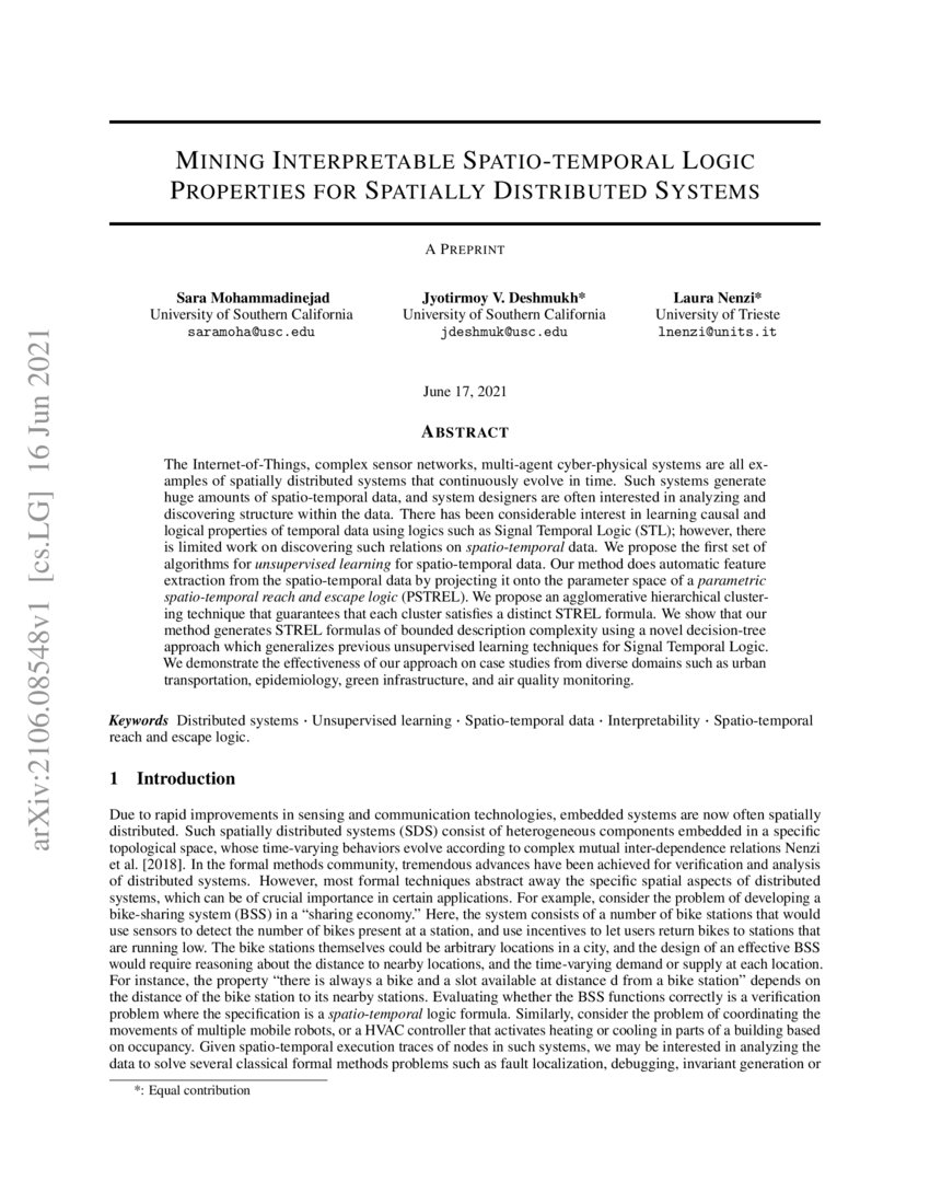 Mining Interpretable Spatio Temporal Logic Properties For Spatially