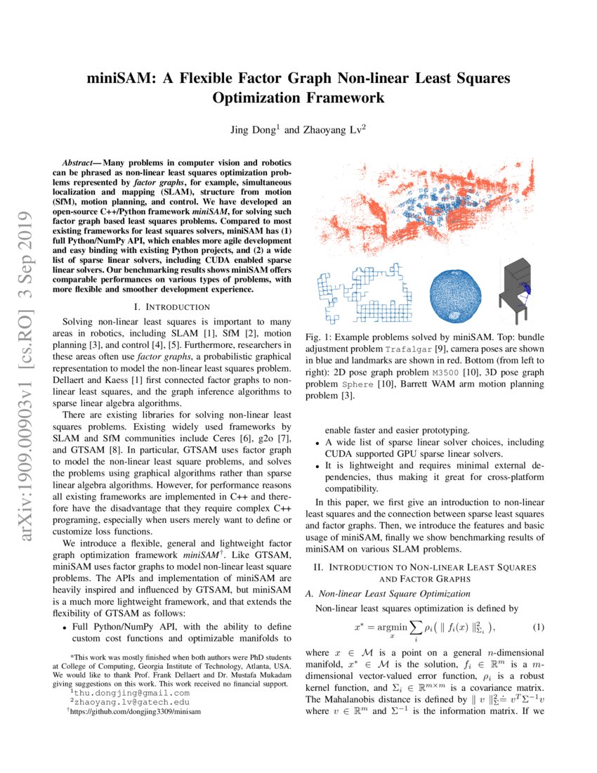 Minisam A Flexible Factor Graph Non Linear Least Squares Optimization 2468