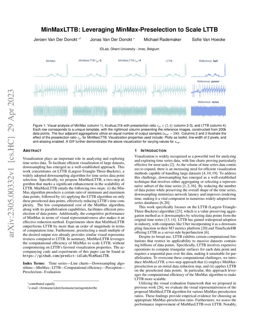 MinMaxLTTB: Leveraging MinMax-Preselection to Scale LTTB | DeepAI