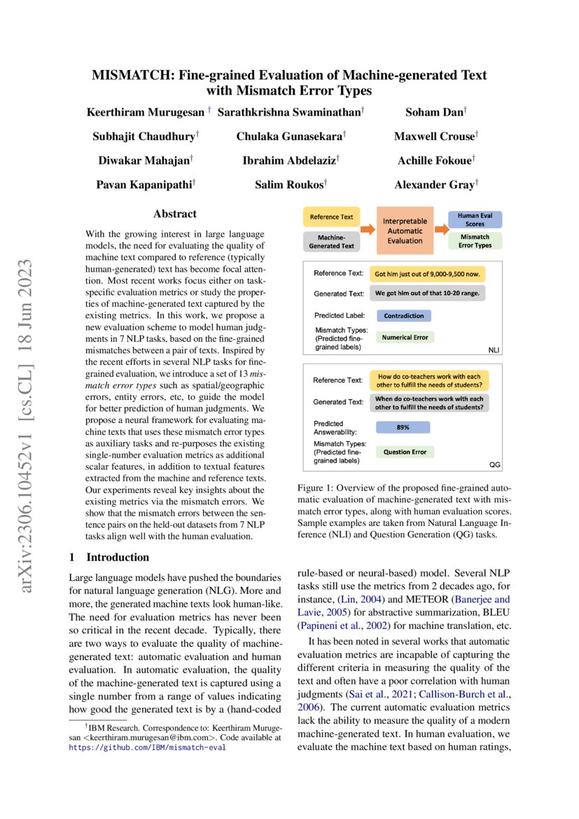 MISMATCH: Fine-grained Evaluation of Machine-generated Text with ... MISMATCH: Fine-grained Evaluation of Machine-generated Text with ...