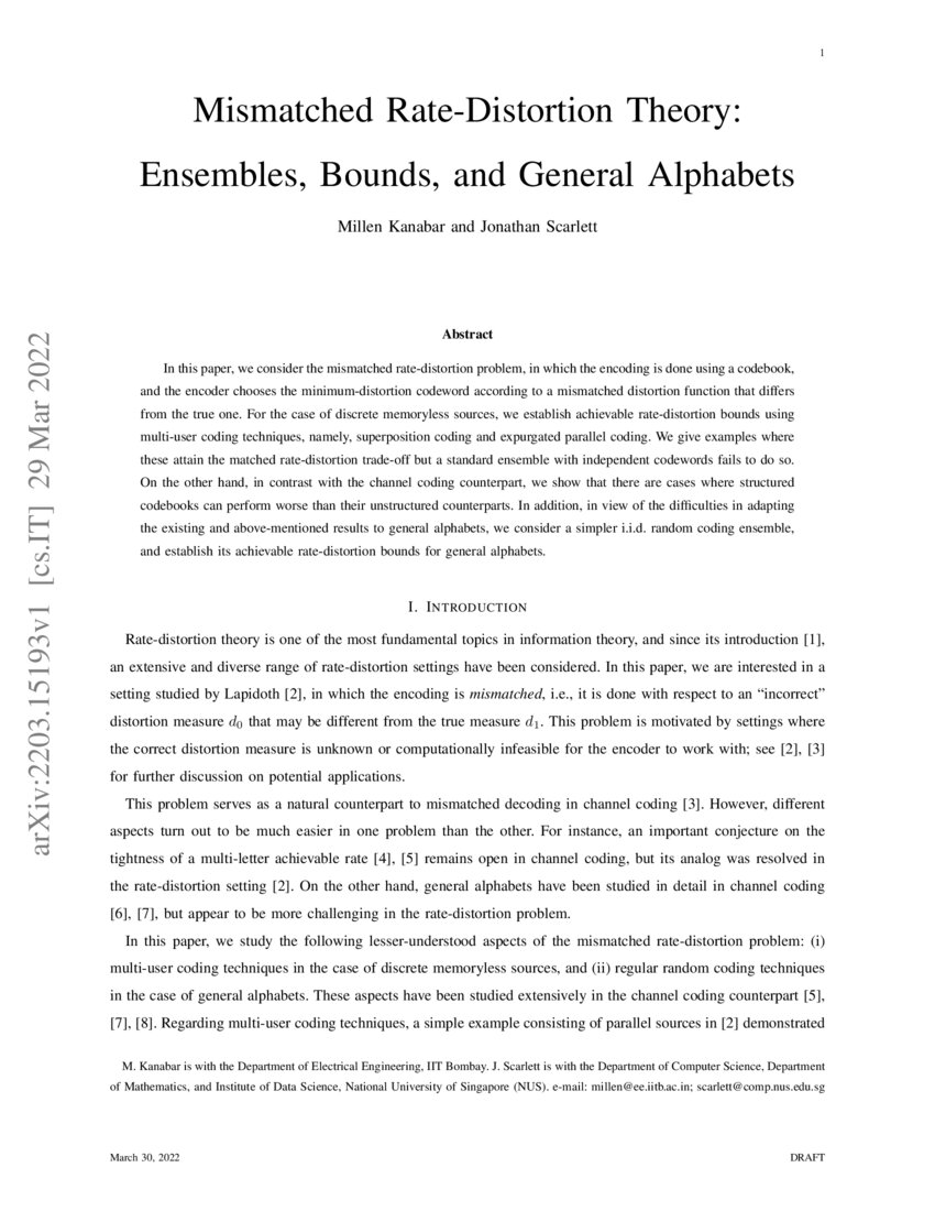Mismatched Rate Distortion Theory Ensembles Bounds And General Alphabets Deepai