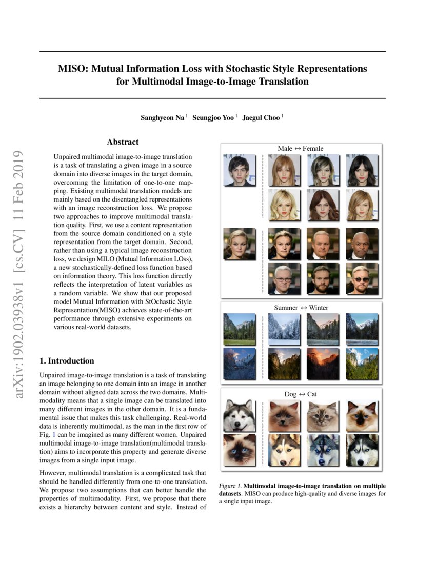 MISO: Mutual Information Loss with Stochastic Style Representations for ...