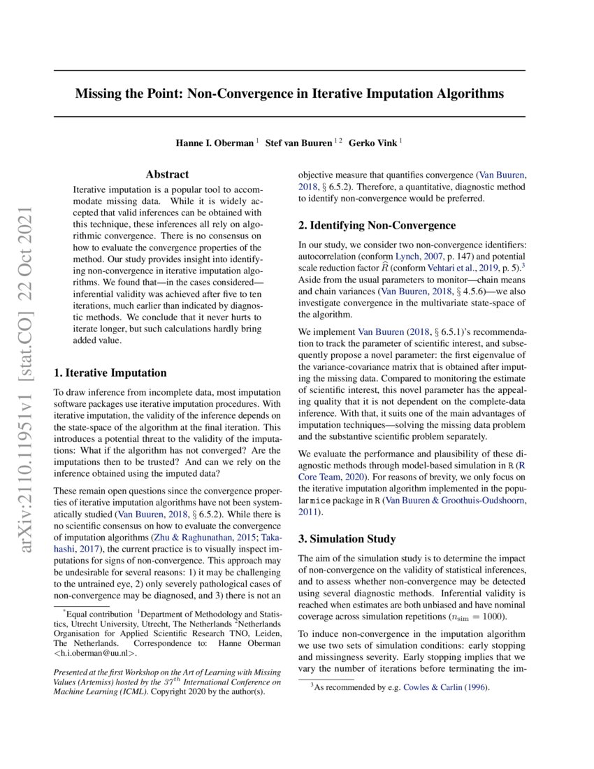 Missing The Point Non Convergence In Iterative Imputation Algorithms