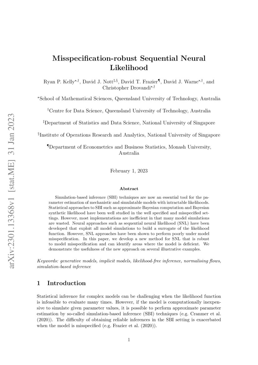 Misspecification Robust Sequential Neural Likelihood Deepai
