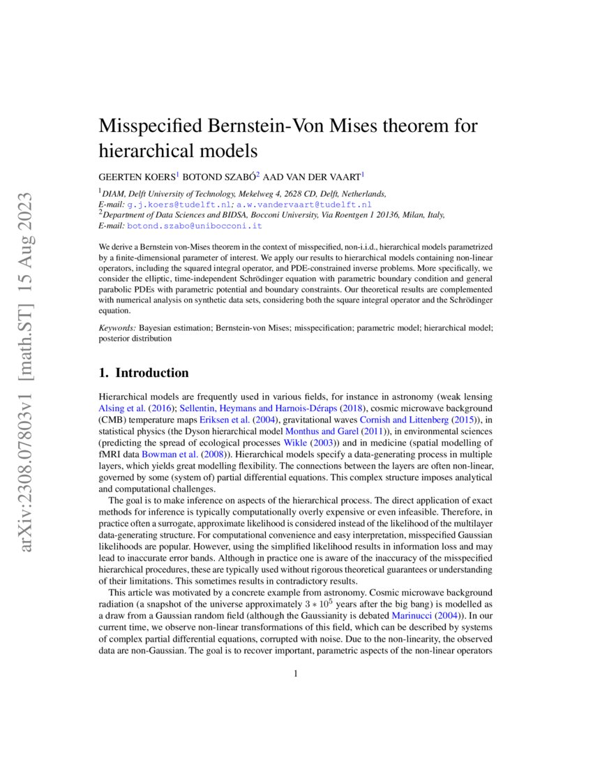 Misspecified Bernstein Von Mises Theorem For Hierarchical Models Deepai