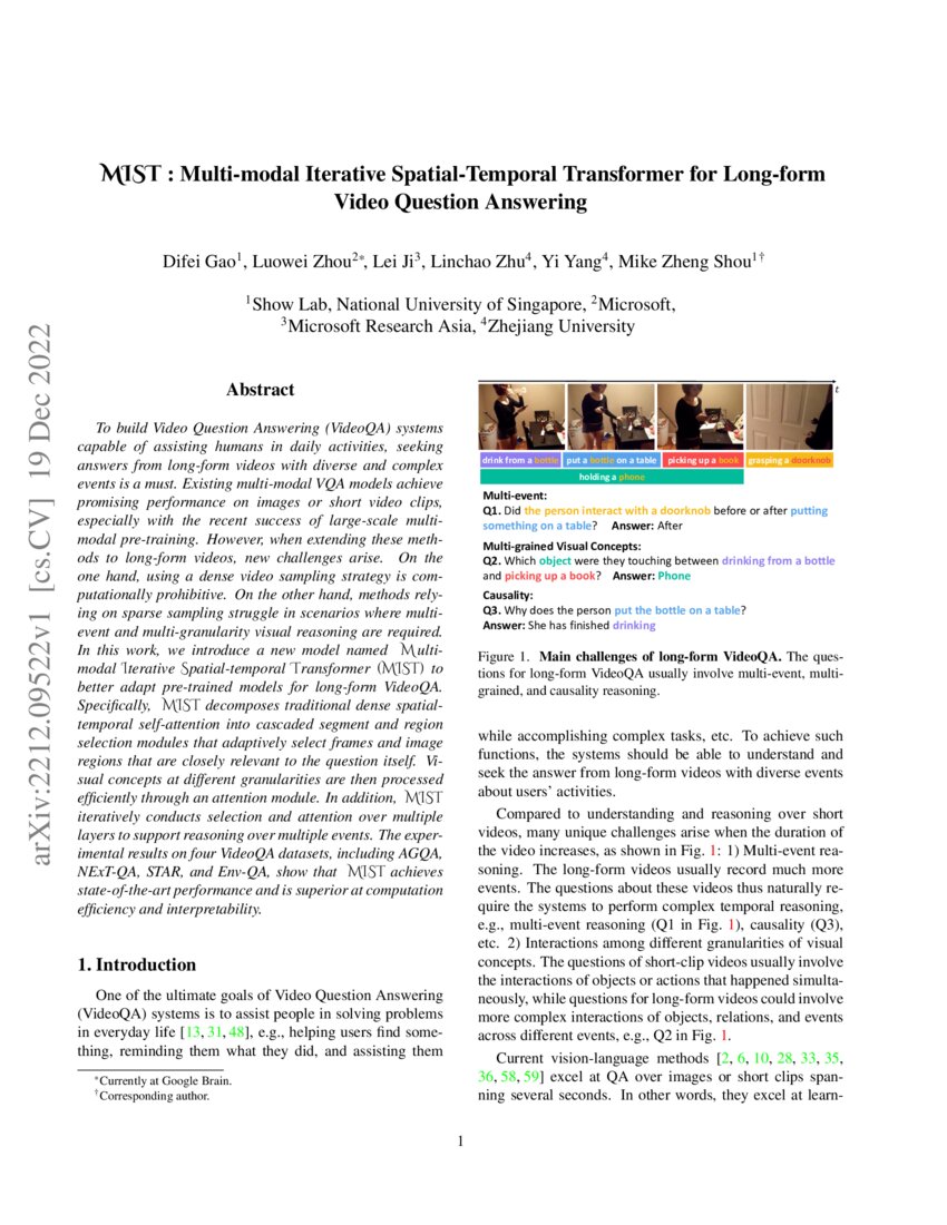 Mist Multi Modal Iterative Spatial Temporal Transformer For Long Form