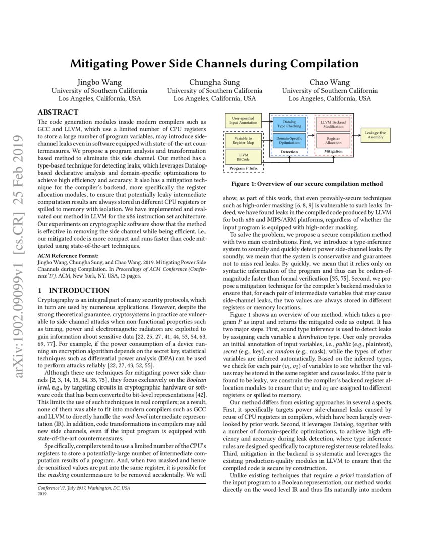 Mitigating Power Side Channels during Compilation | DeepAI