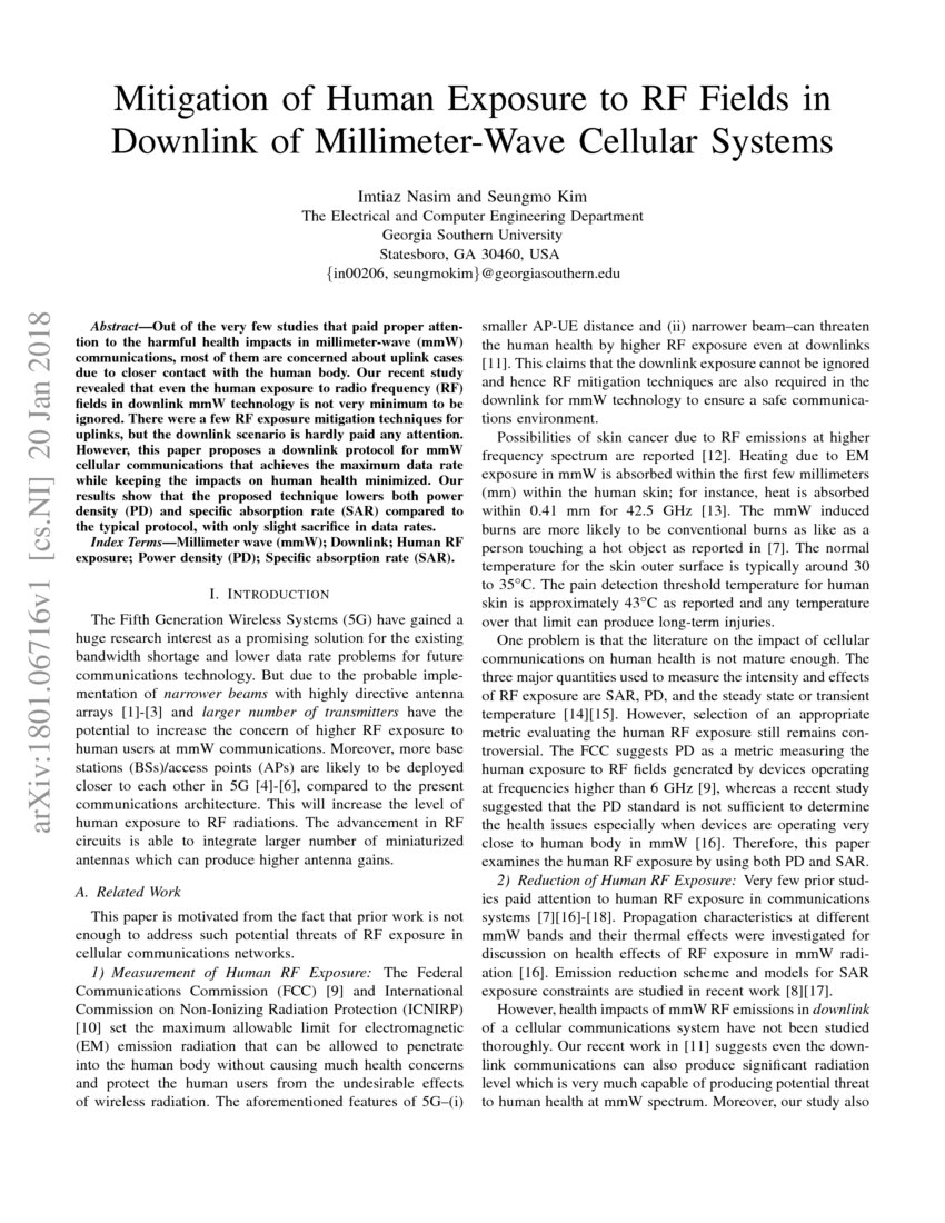 Mitigation of Human Exposure to RF Fields in Downlink of Millimeter ...