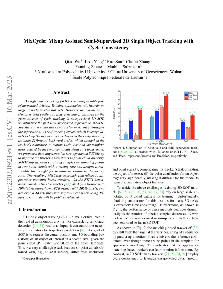 Mixcycle Mixup Assisted Semi Supervised 3d Single Object Tracking With
