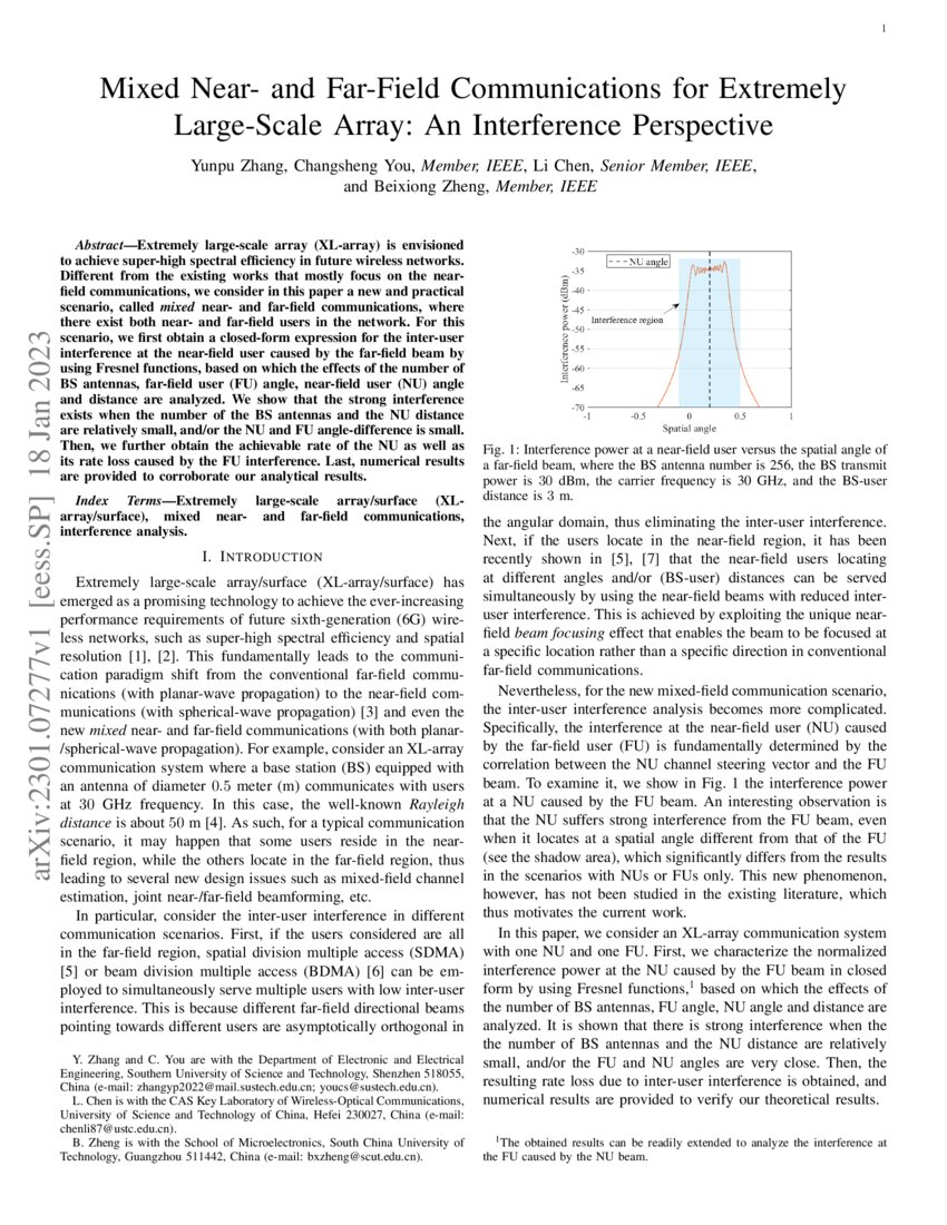 Mixed Near And Far Field Communications For Extremely Large Scale Array An Interference 