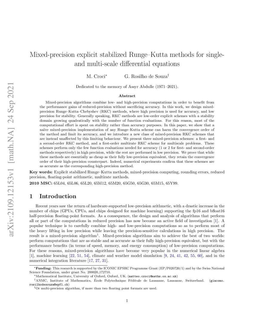 Mixed-precision explicit stabilized Runge-Kutta methods for single- and multi-scale differential ...