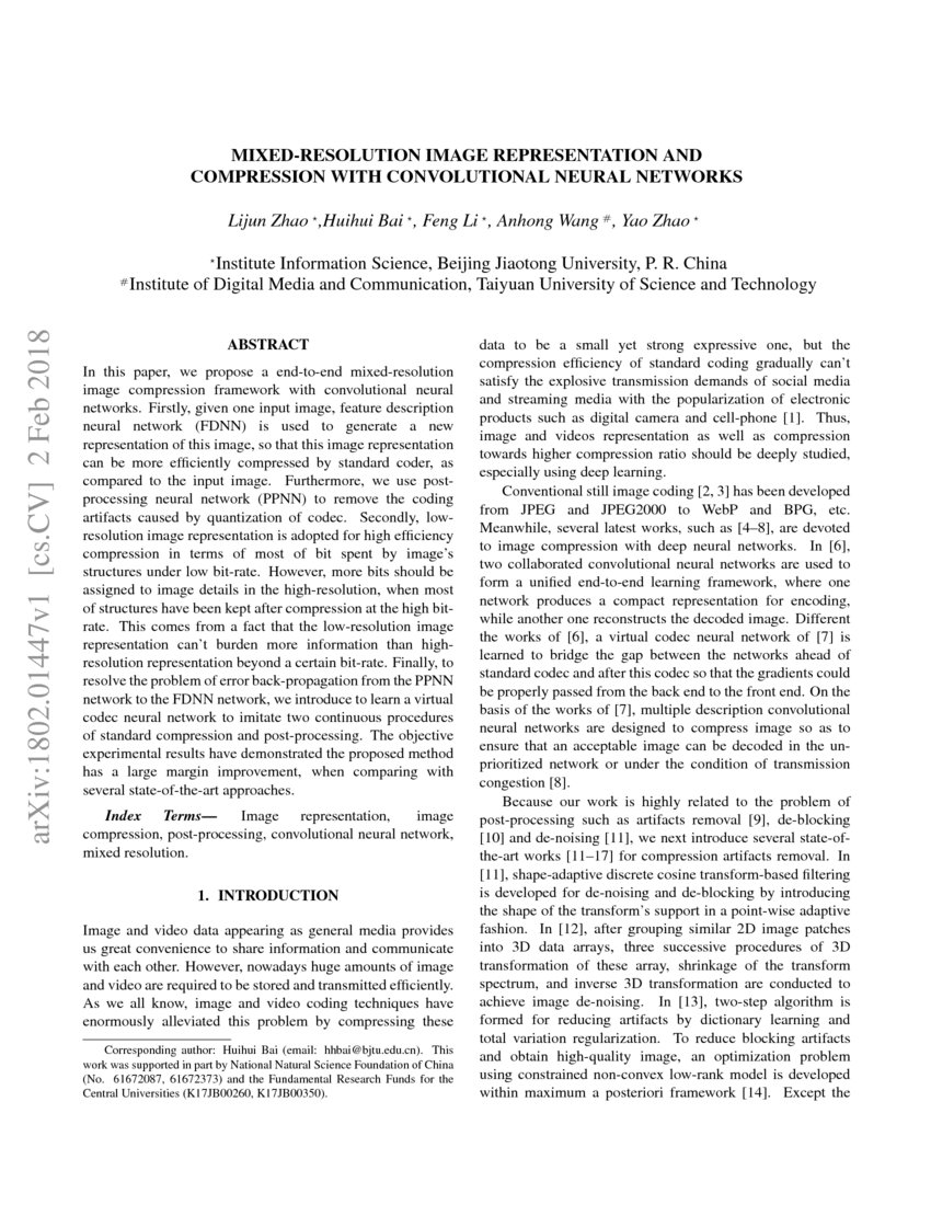 Mixed Resolution Image Representation And Compression With Convolutional Neural Networks Deepai 7045