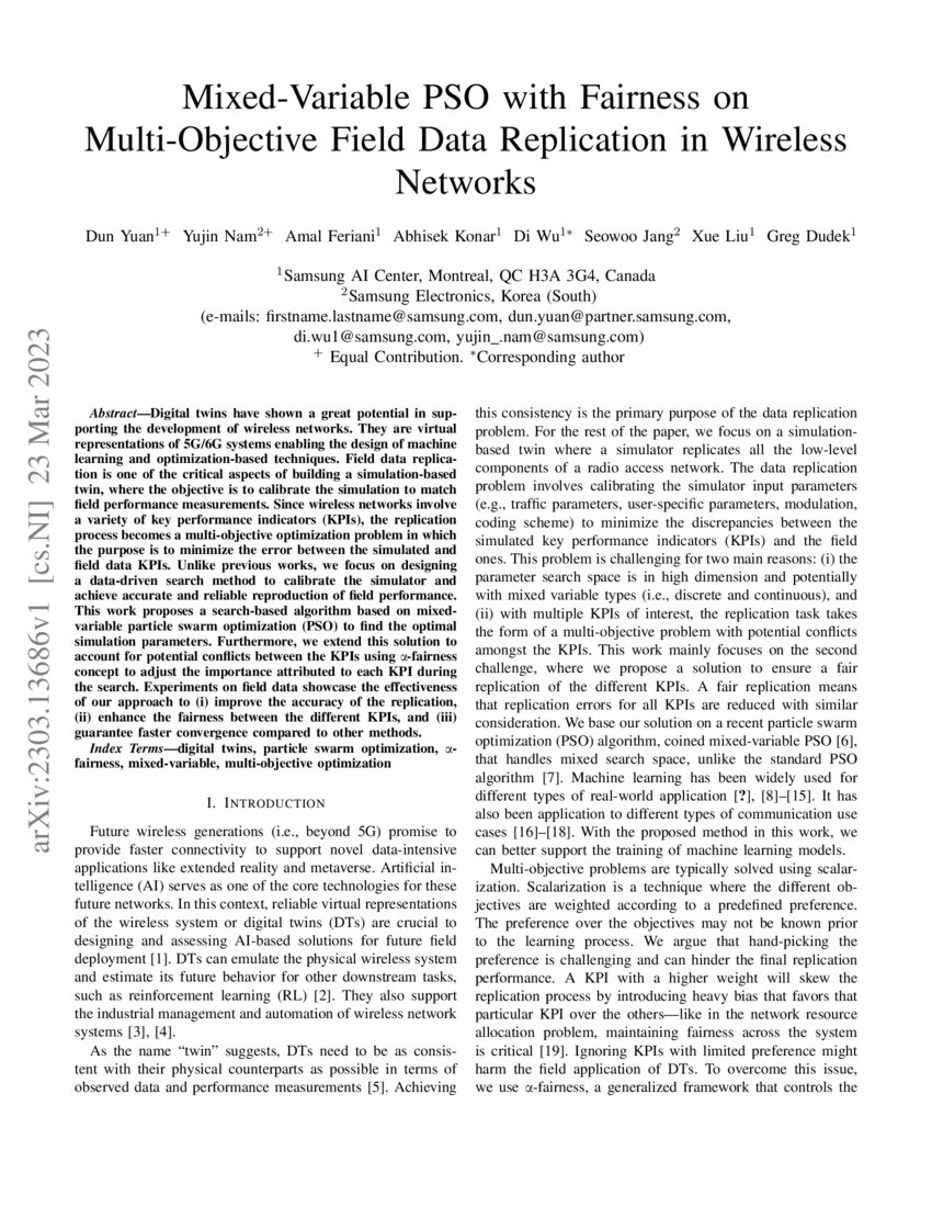 Mixed Variable Pso With Fairness On Multi Objective Field Data Replication In Wireless Networks
