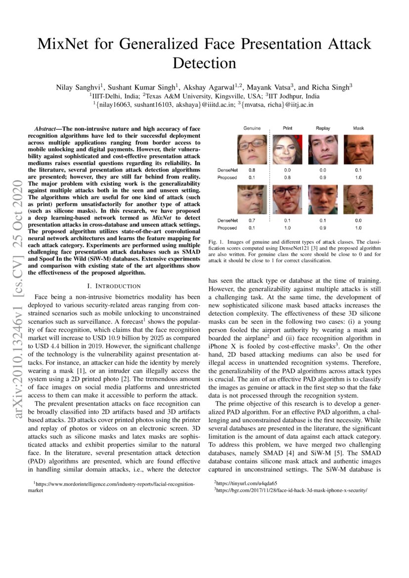 MixNet for Generalized Face Presentation Attack Detection | DeepAI