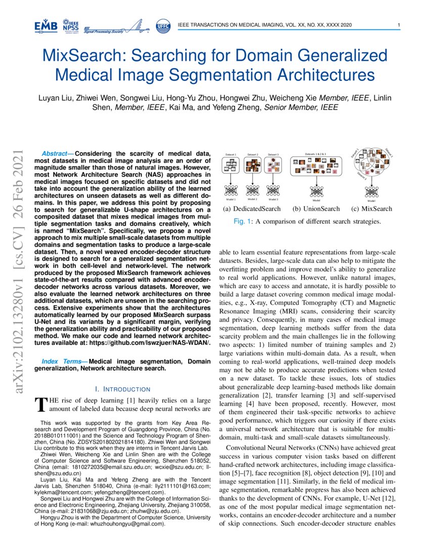 MixSearch: Searching for Domain Generalized Medical Image Segmentation Architectures | DeepAI