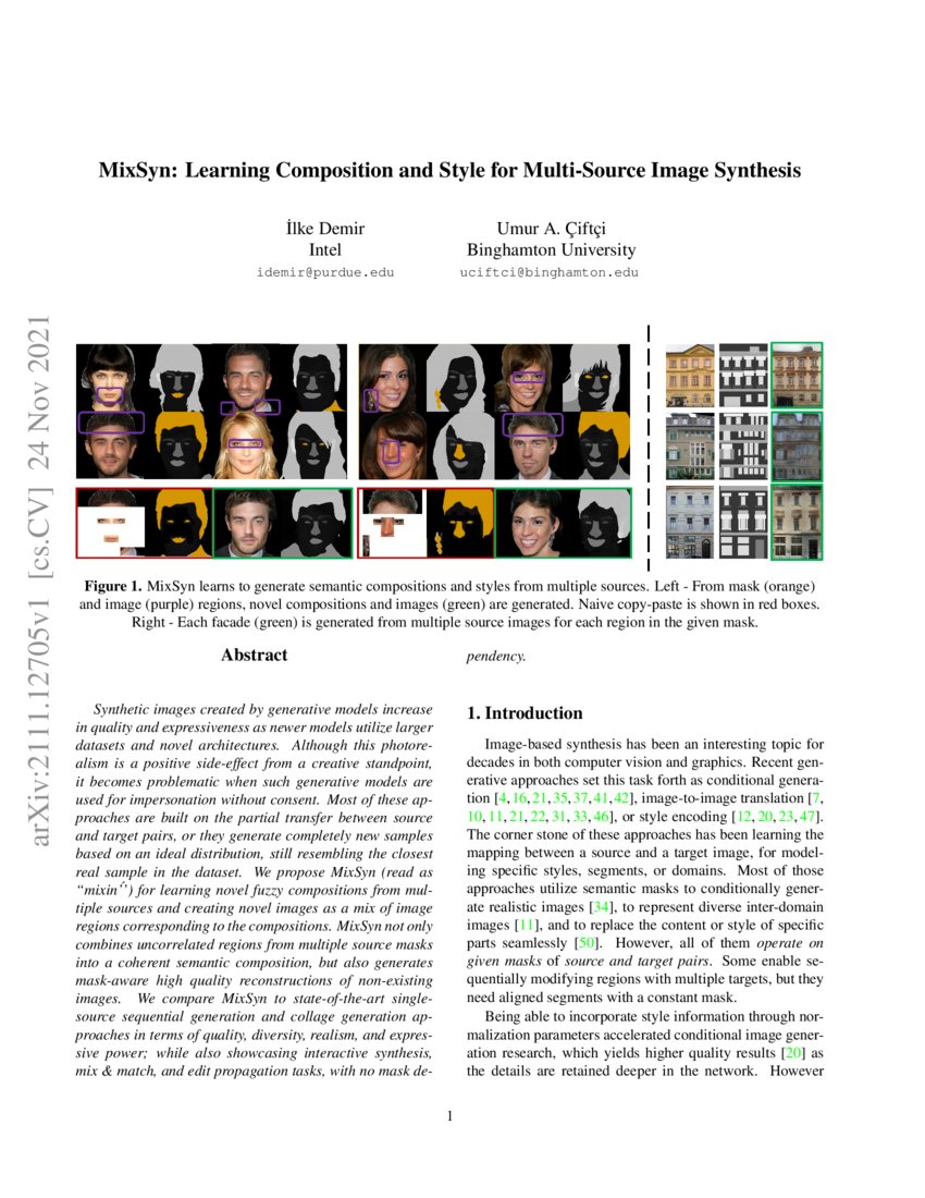 MixSyn: Learning Composition and Style for Multi-Source Image Synthesis | DeepAI