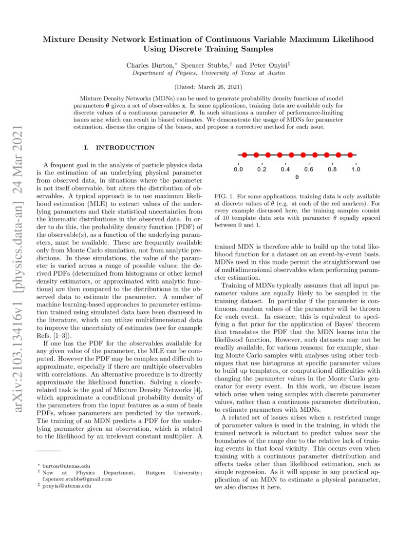 Mixture Density Network Estimation Of Continuous Variable Maximum Likelihood Using Discrete