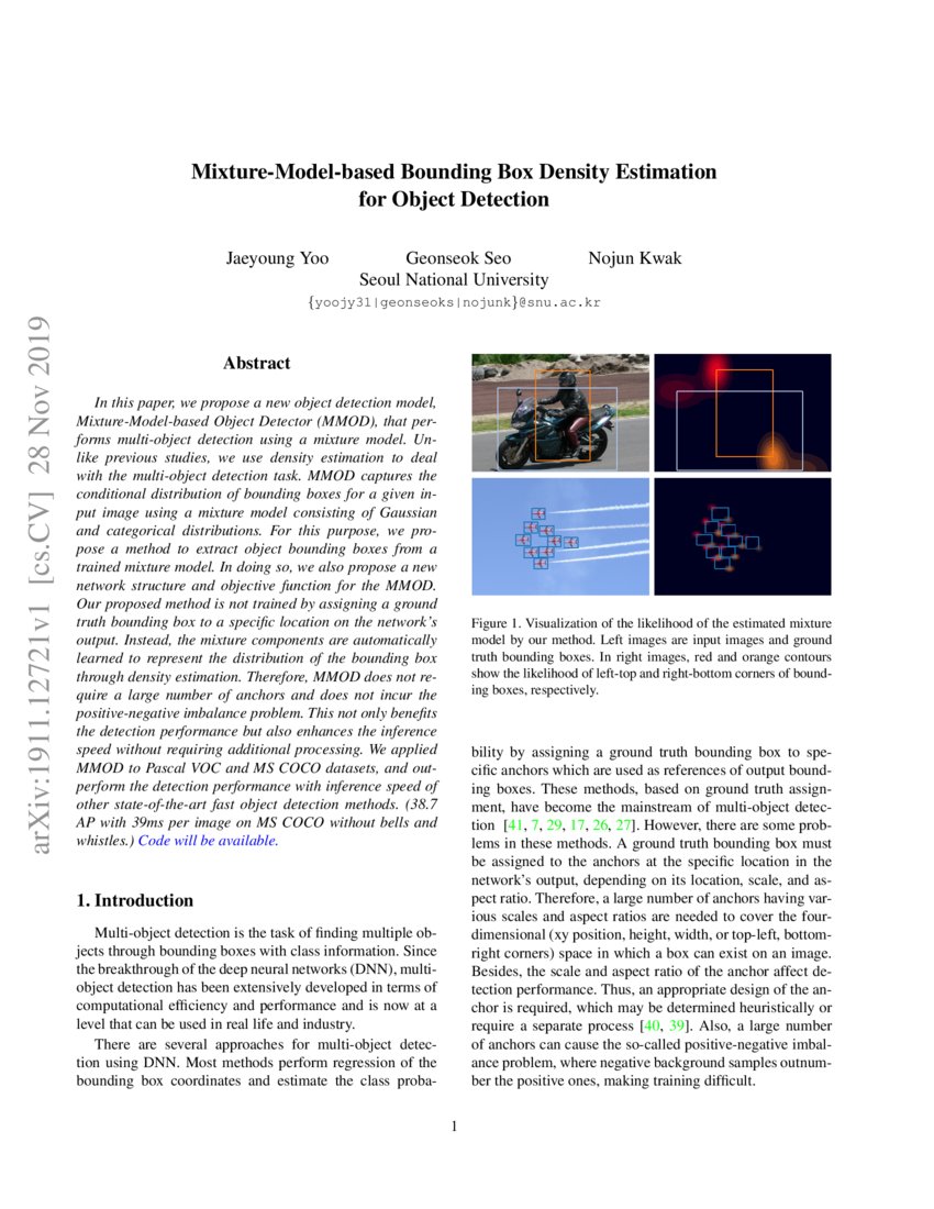 Mixture Model Based Bounding Box Density Estimation For Object