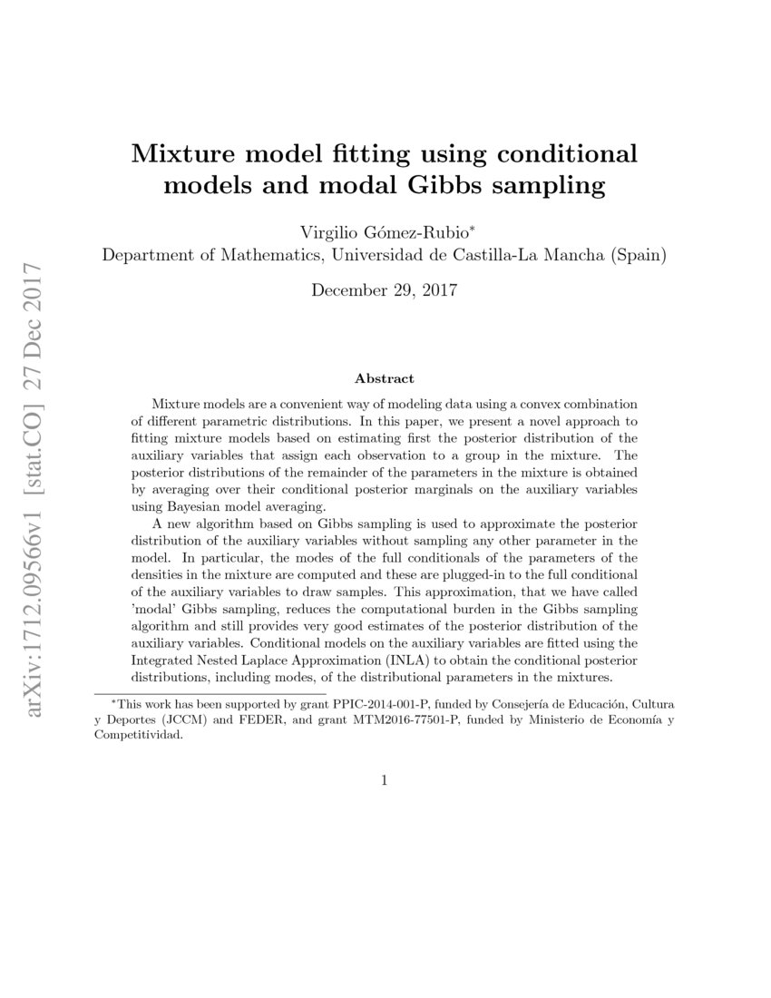 Mixture Model Fitting Using Conditional Models And Modal Gibbs Sampling