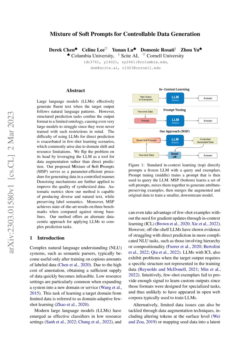 Mixture of Soft Prompts for Controllable Data Generation | DeepAI