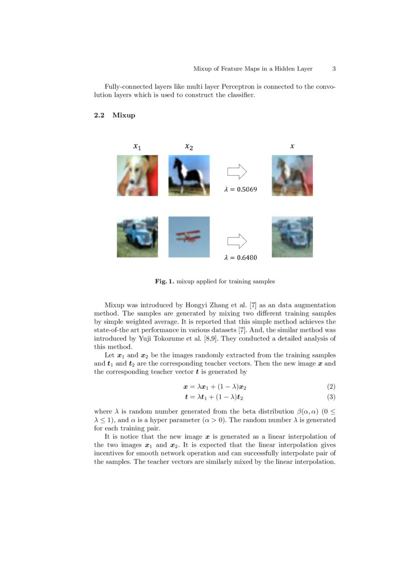 Mixup Of Feature Maps In A Hidden Layer For Training Of Convolutional