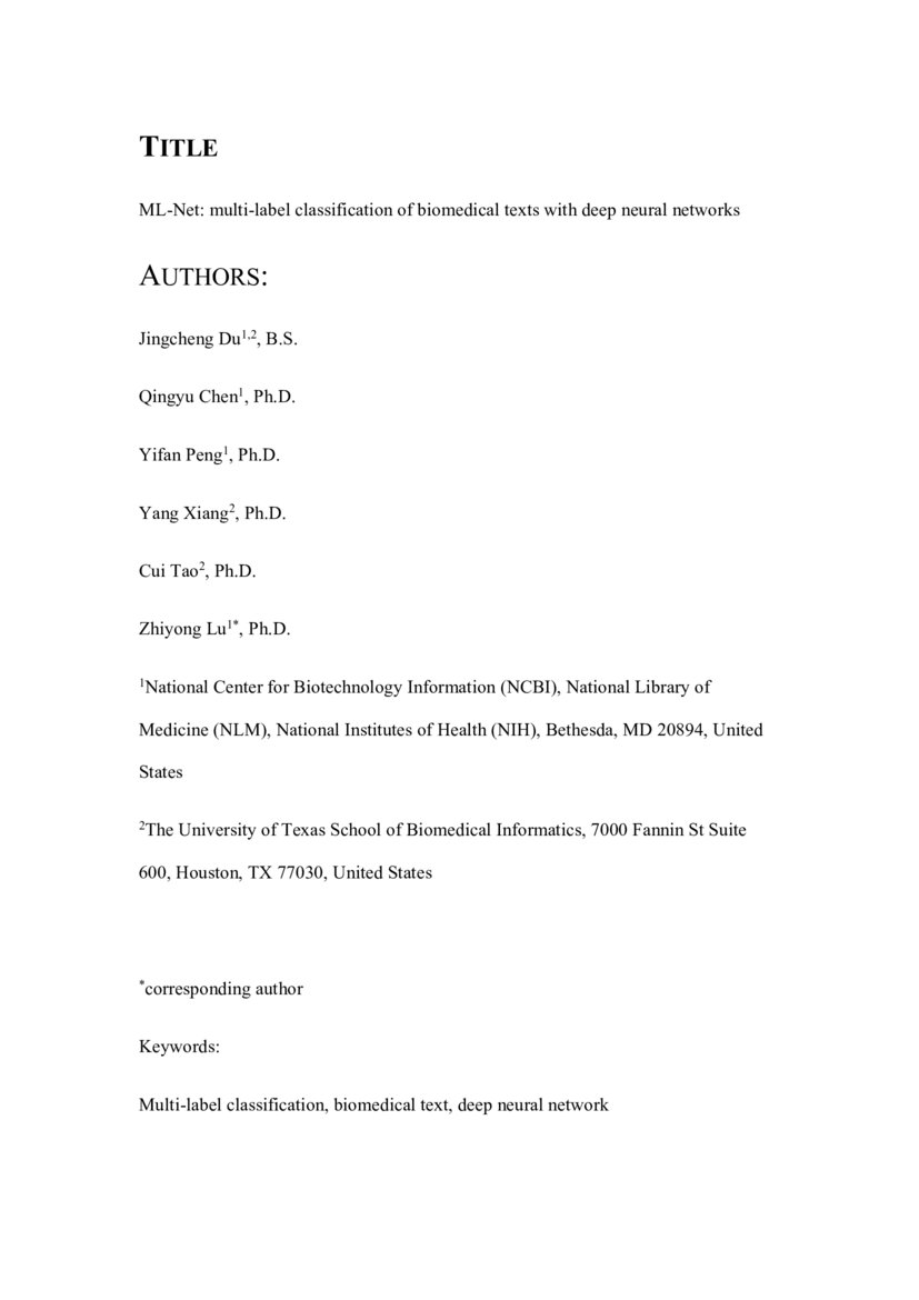 ML-Net: multi-label classification of biomedical texts with deep neural networks | DeepAI