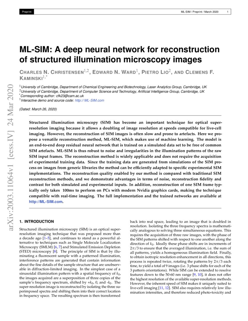 Ml Sim A Deep Neural Network For Reconstruction Of Structured