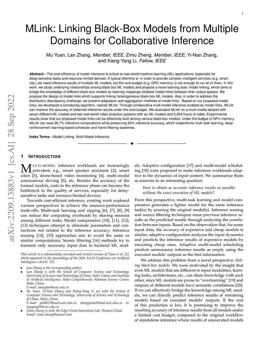 MLink: Linking Black-Box Models from Multiple Domains for Collaborative Inference | DeepAI