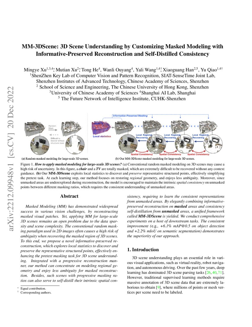 MM-3DScene: 3D Scene Understanding by Customizing Masked Modeling with Informative-Preserved ...