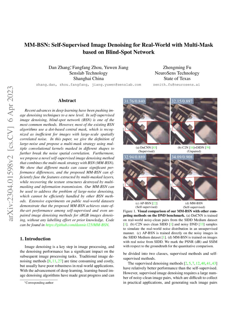 MM-BSN: Self-Supervised Image Denoising for Real-World with Multi-Mask based on Blind-Spot ...