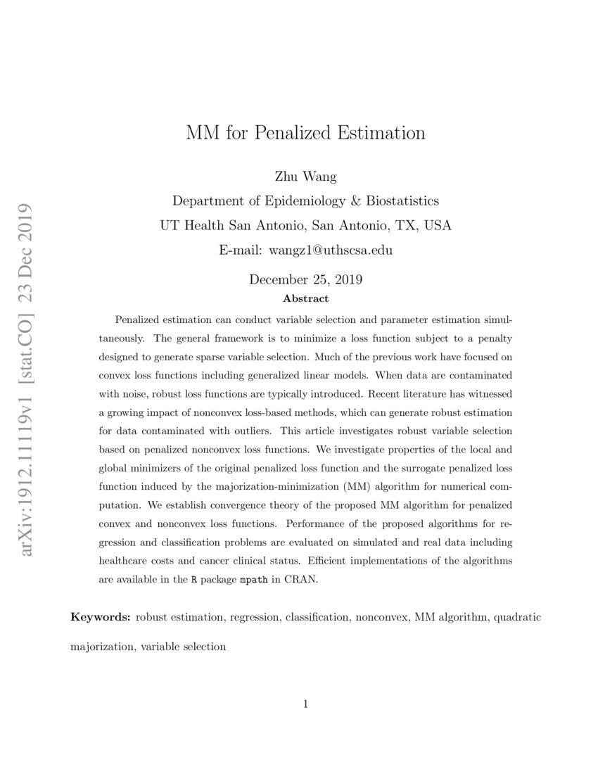MM for Penalized Estimation | DeepAI