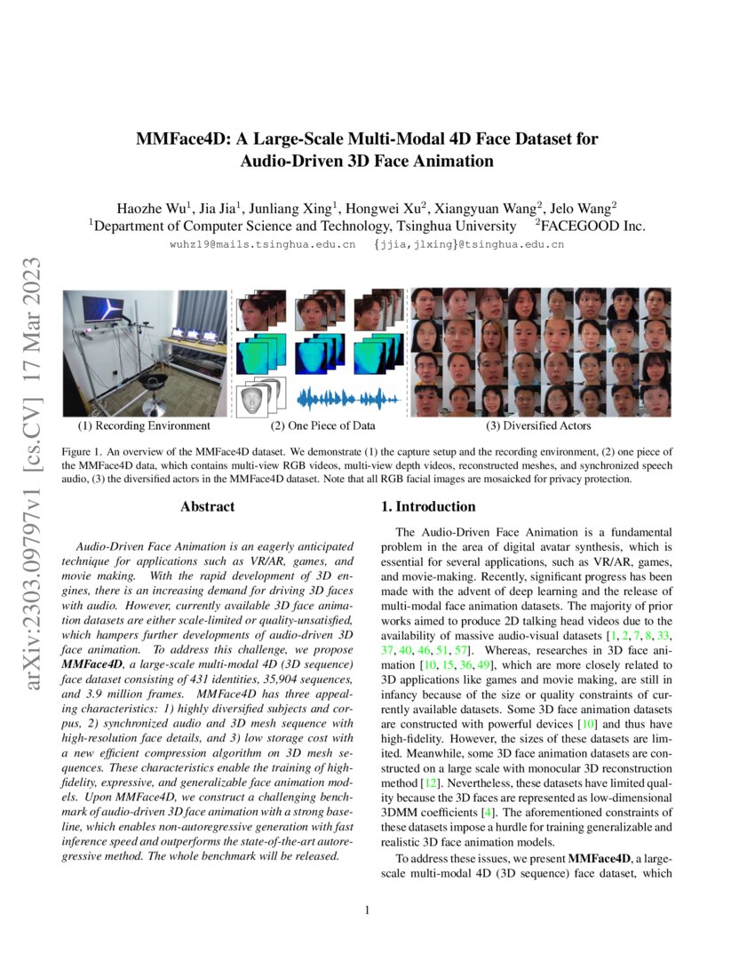 Mmface4d A Large Scale Multi Modal 4d Face Dataset For Audio Driven 3d Face Animation Deepai