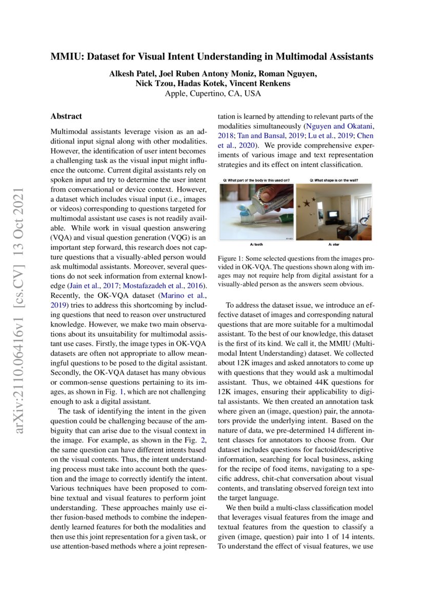 MMIU: Dataset for Visual Intent Understanding in Multimodal Assistants ...