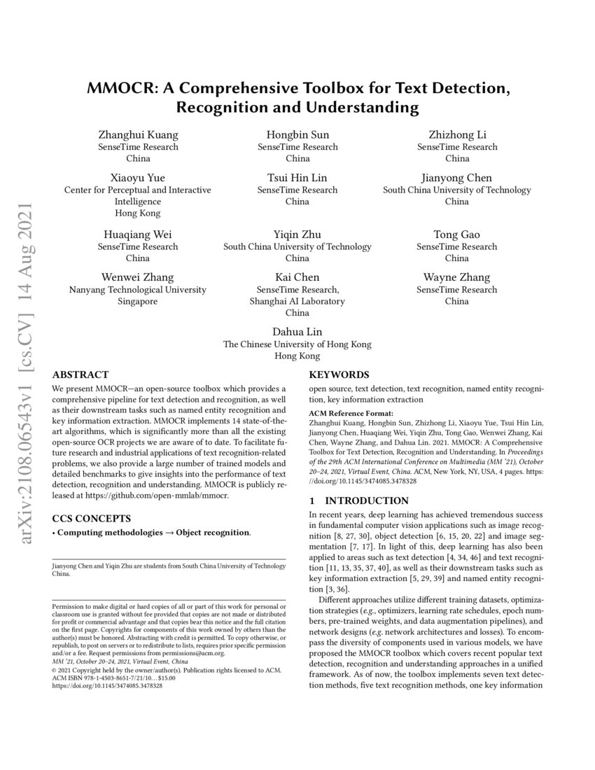 Mmocr A Comprehensive Toolbox For Text Detection Recognition And Understanding Deepai 
