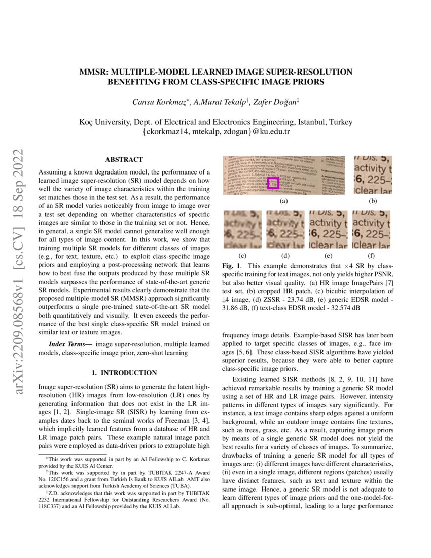 MMSR: Multiple-Model Learned Image Super-Resolution Benefiting From Class-Specific Image Priors ...