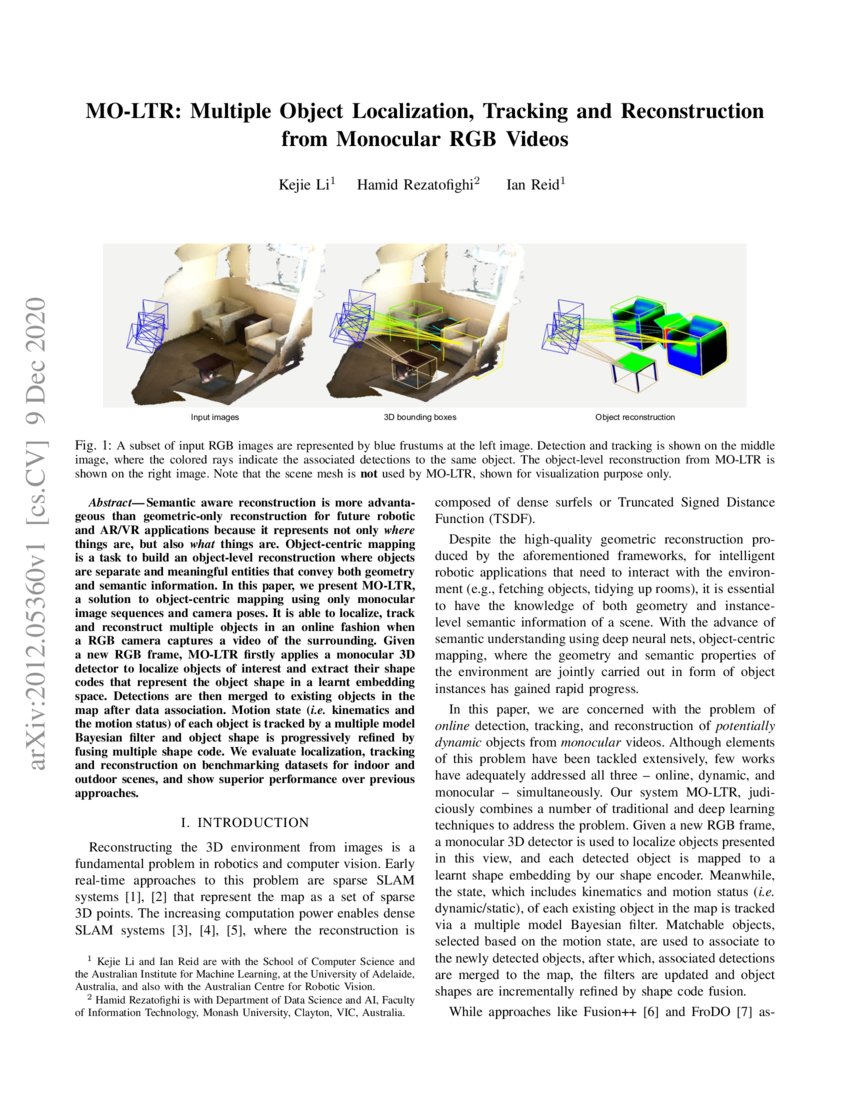 MO-LTR: Multiple Object Localization, Tracking, and Reconstruction from Monocular RGB Videos ...