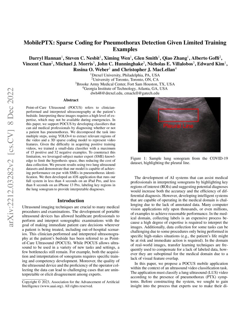 MobilePTX: Sparse Coding for Pneumothorax Detection Given Limited ...