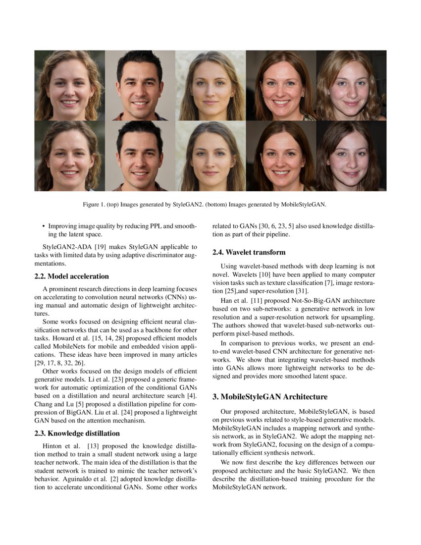 Mobilestylegan A Lightweight Convolutional Neural Network For High Fidelity Image Synthesis