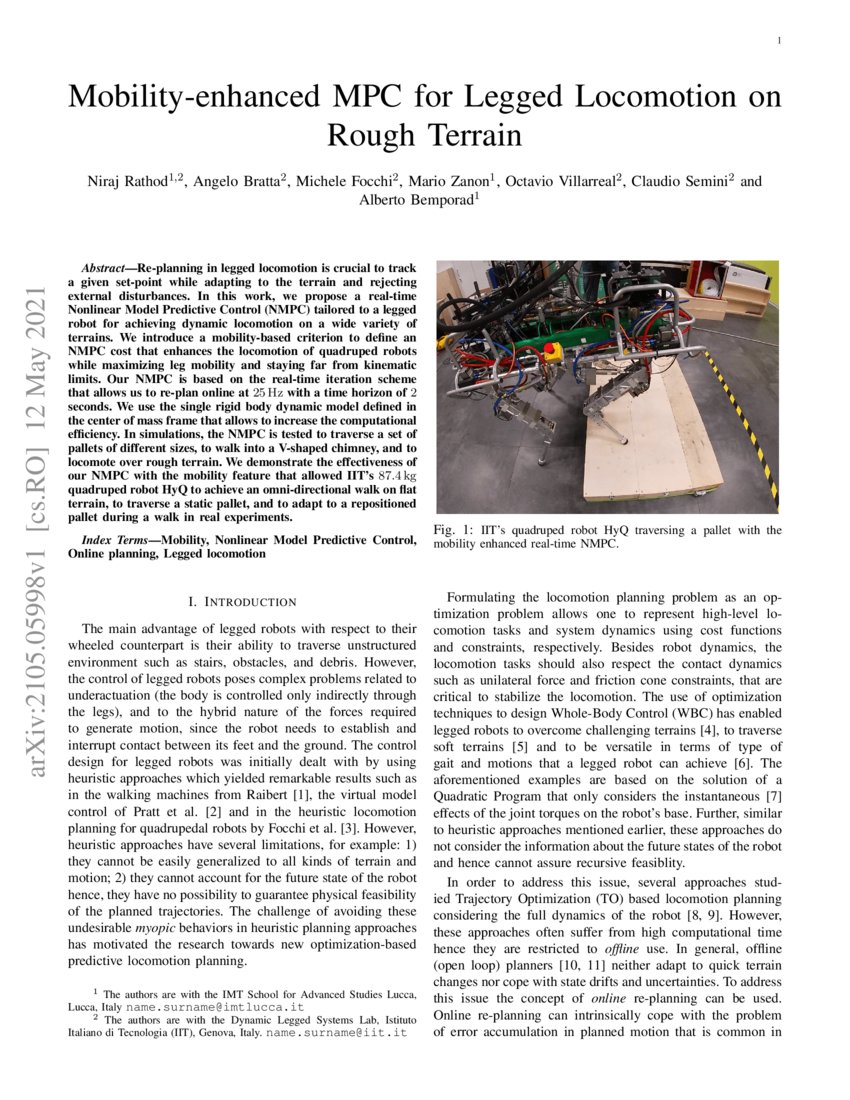 Mobility-enhanced MPC for Legged Locomotion on Rough Terrain | DeepAI