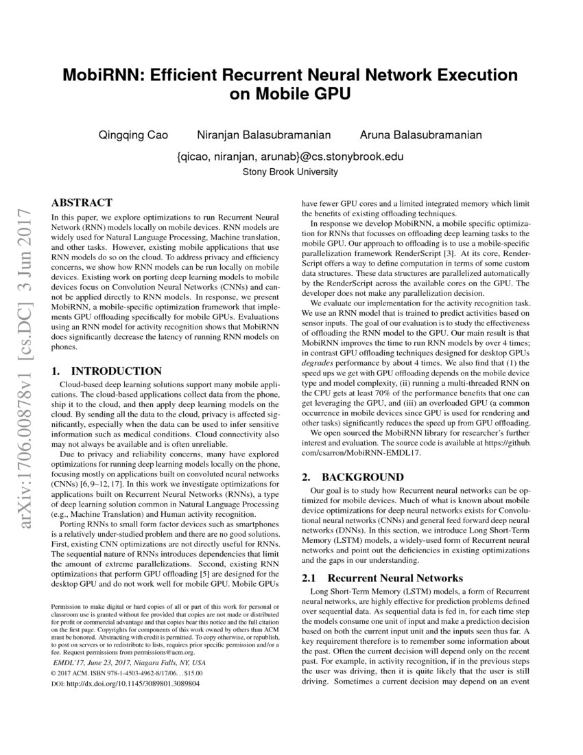 Mobirnn Efficient Recurrent Neural Network Execution On Mobile Gpu