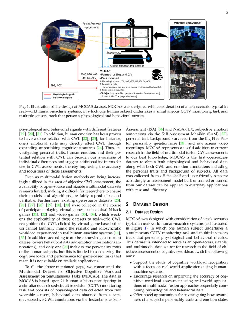 Mocas A Multimodal Dataset For Objective Cognitive Workload Assessment On Simultaneous Tasks