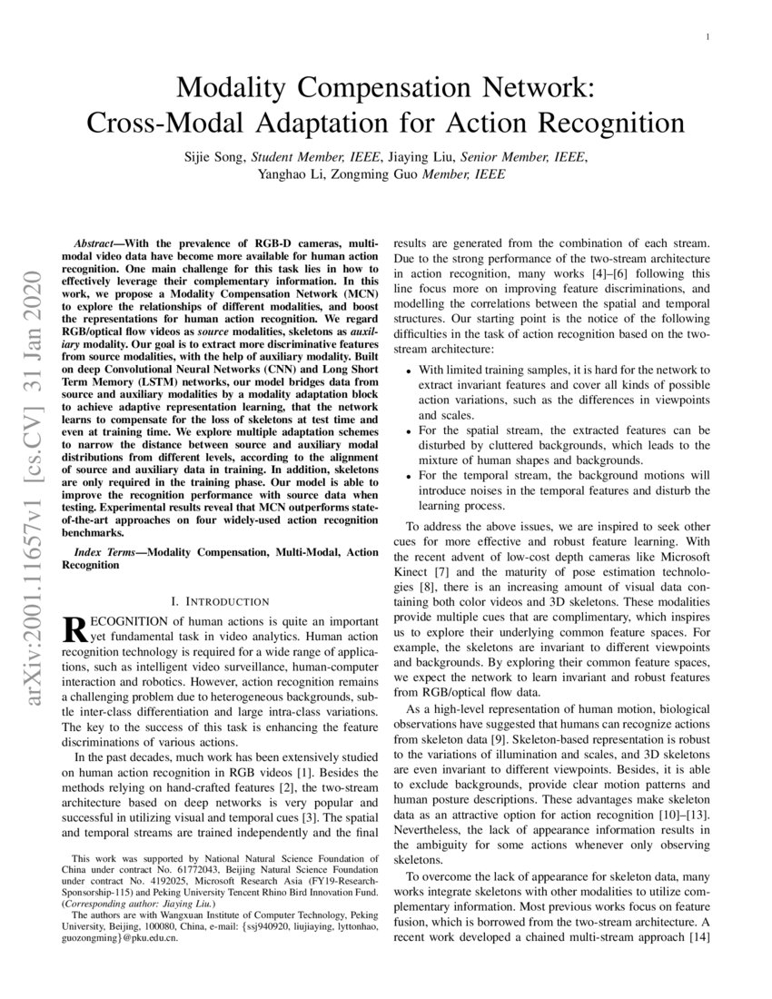 Modality Compensation Network: Cross-Modal Adaptation for Action ...