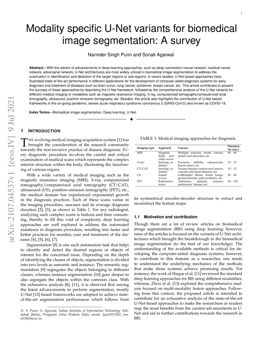 Modality specific U-Net variants for biomedical image segmentation: A survey | DeepAI