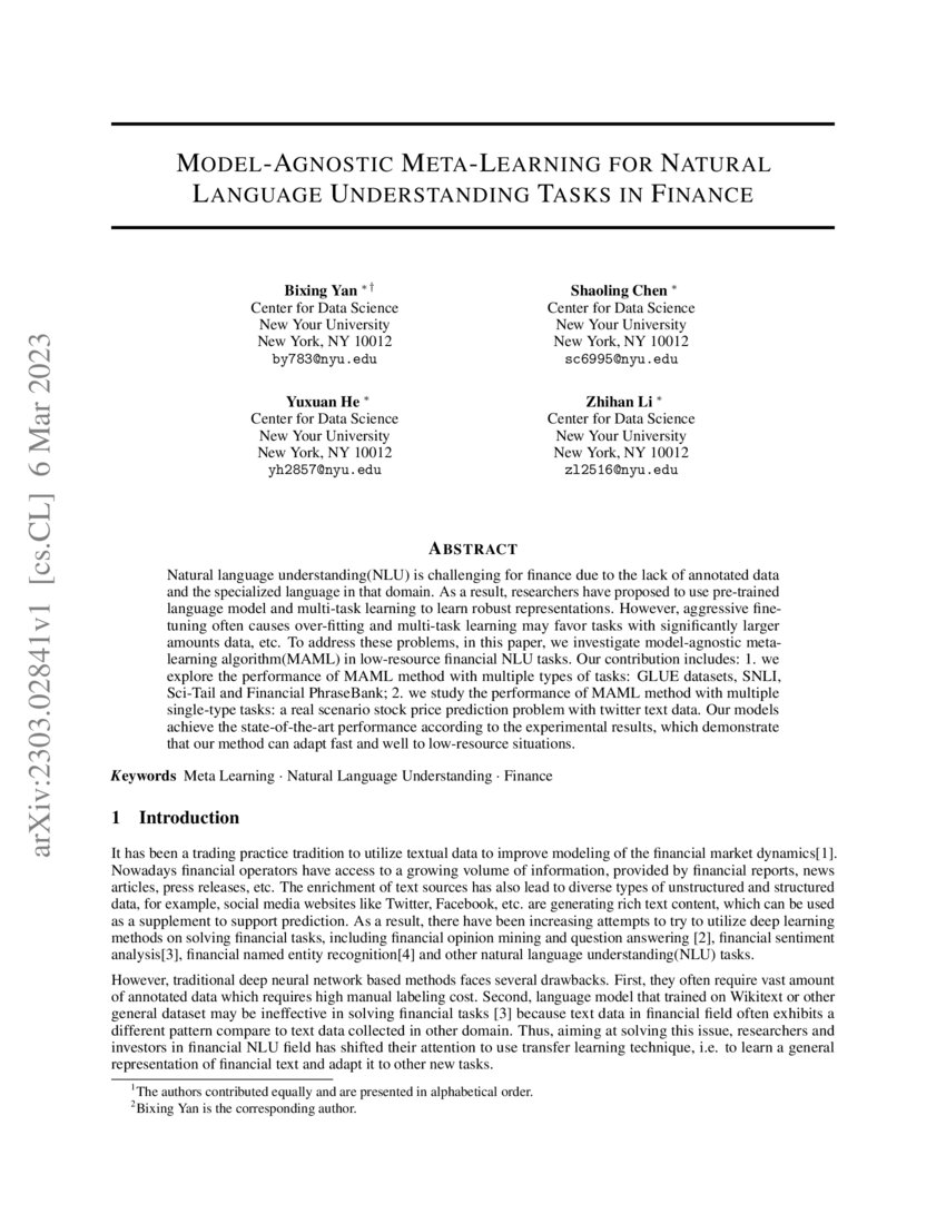 Model-Agnostic Meta-Learning for Natural Language Understanding Tasks ...