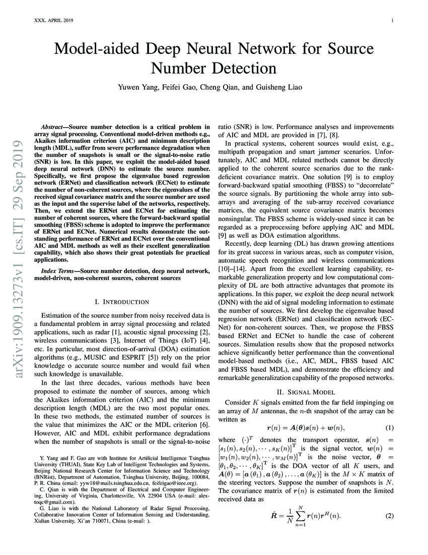 Model Aided Deep Neural Network For Source Number Detection Deepai