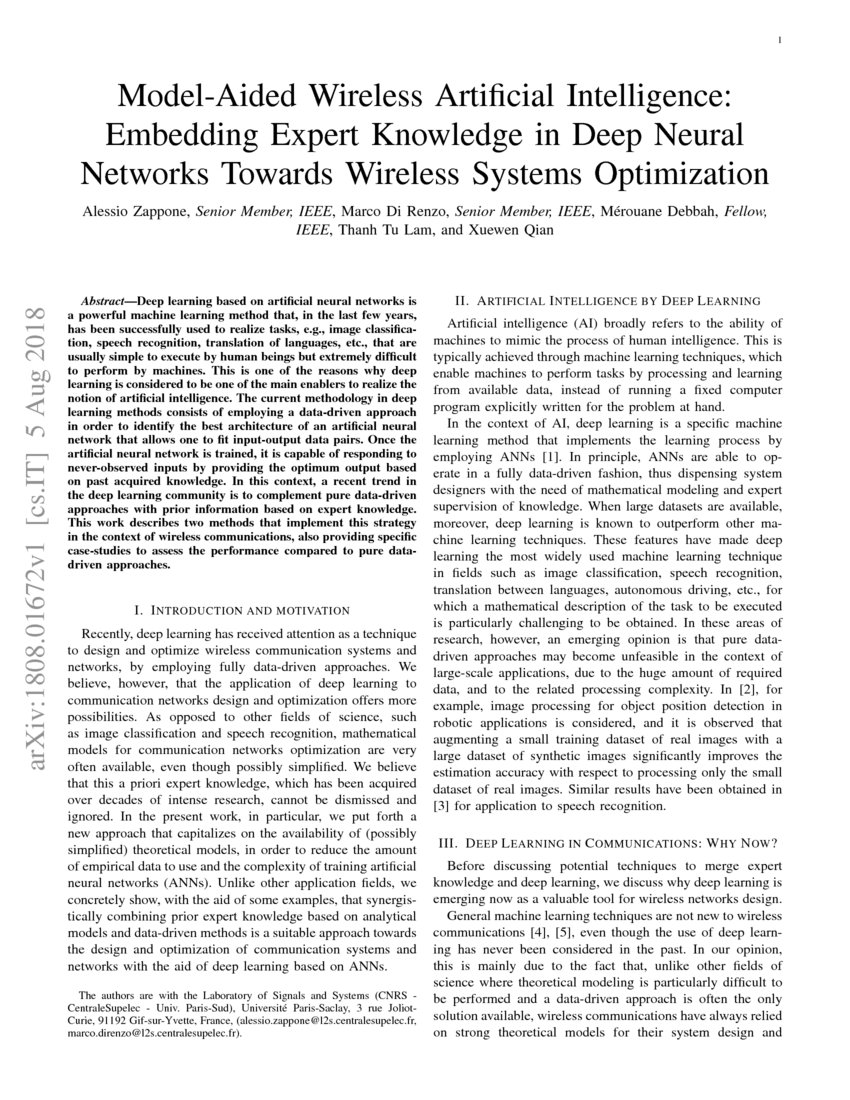 Model-Aided Wireless Artificial Intelligence: Embedding Expert Knowledge in Deep Neural Networks ...