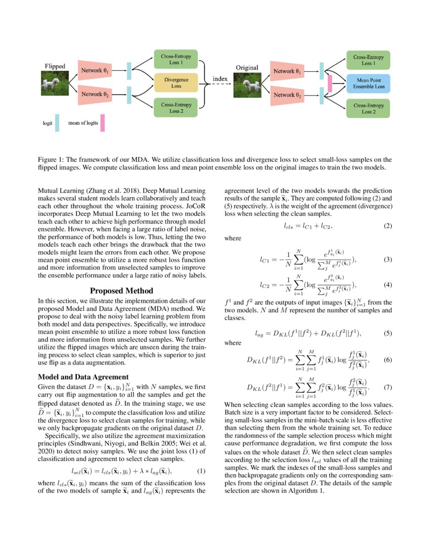Model And Data Agreement For Learning With Noisy Labels Deepai