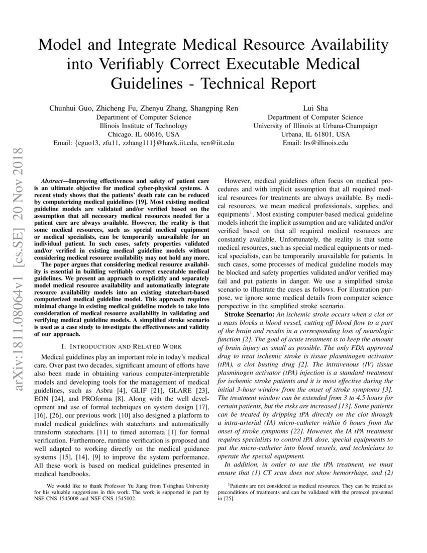 Model and Integrate Medical Resource Availability into Verifiably ...