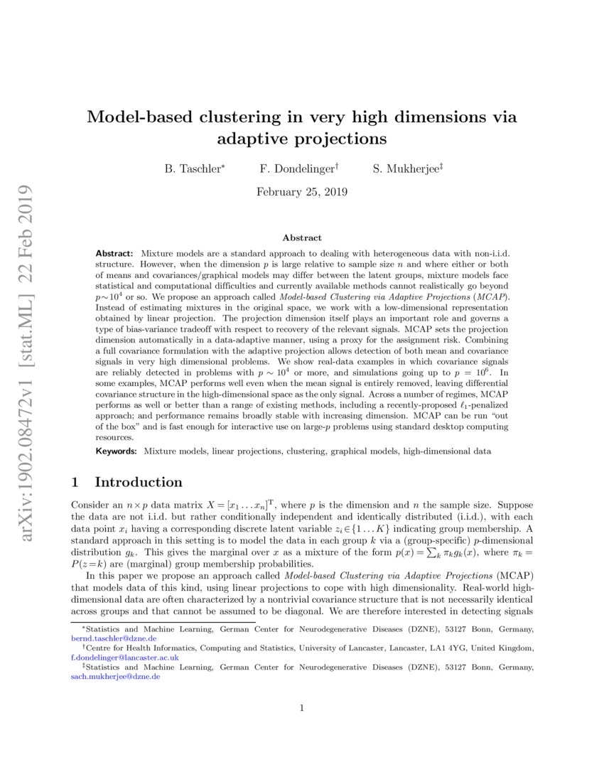 Model-based clustering in very high dimensions via adaptive projections | DeepAI